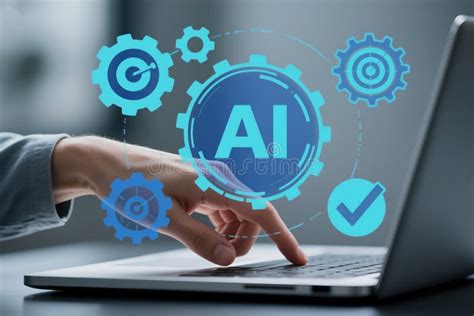 Hands Typing On Laptop With Ai And Cloud Computing Concepts Visualized