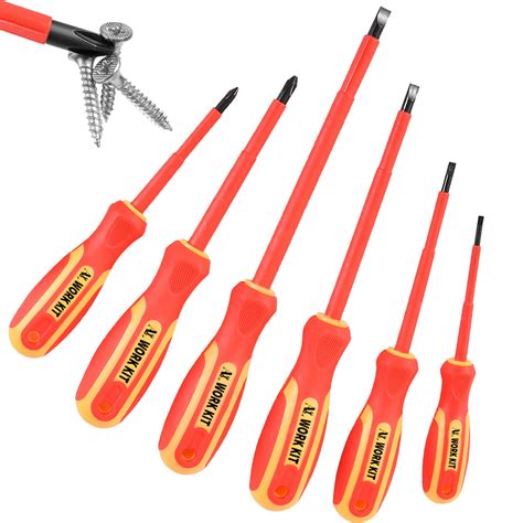Alworkkit 6 Piece Insulated Electrician Screwdriver Set 1000v Professional Premium Cr V