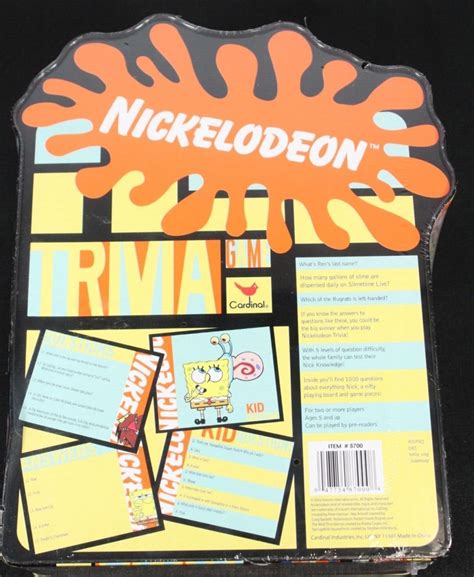 2002 Nickelodeon Trivia Game Collectable Tin Box Spongebob Rugrats