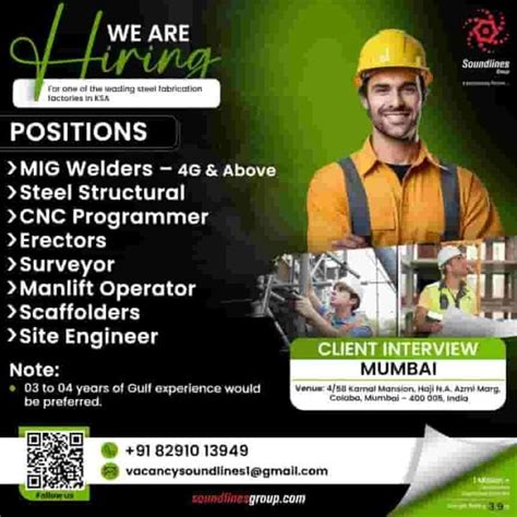 Recruitment For One Of The Leading Steel Fabrication Factories
