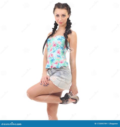 Girl Posing On A White Background Stock Image Image Of Adult Skirt
