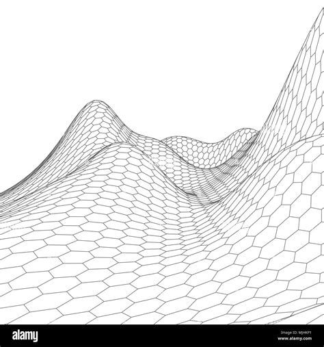 Abstract Vector Wireframe Landscape Background Cyberspace Grid 3d Technology Wireframe Vector