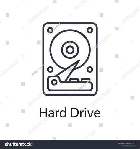 Hard Drive Vector Outline Icon Design Stock Vector Royalty Free
