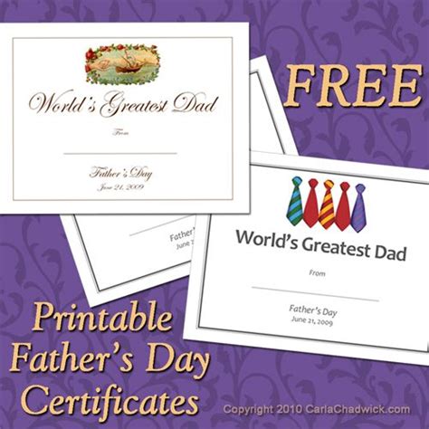 Free Printable Fathers Day Certificates 2 Designs