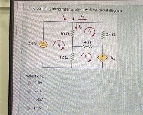 solved find current i0 using mesh analysis with the circuit