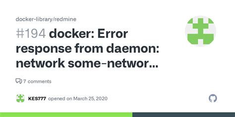 Docker Error Response From Daemon Network Some Network Not Found