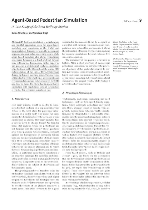 Pdf Agent Based Pedestrian Simulation