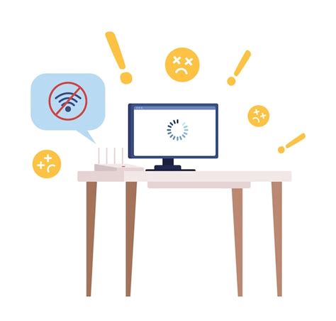 Premium Vector Computer On Table With Failed Internet Connection Semi