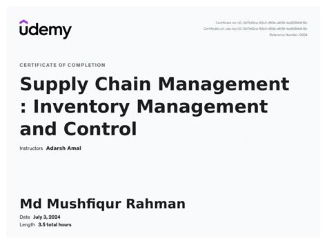 Finished Inventory Management And Control Course On Udemy Mushfiqur Rahman Posted On The Topic
