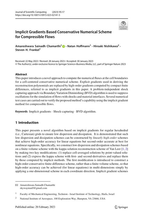 Pdf Implicit Gradients Based Conservative Numerical Scheme For