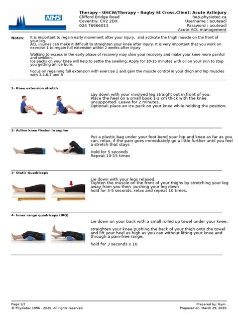 Acute Acl Injury Exercises Pdf