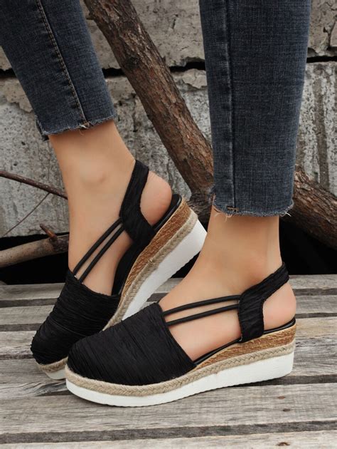 Women Espadrille Wedge Slingback Shoes Vacation Outdoor Wedge Shoes Shein Usa