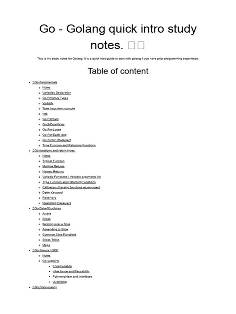 Go Language Notes Pdf Integer Computer Science Pointer Computer Programming