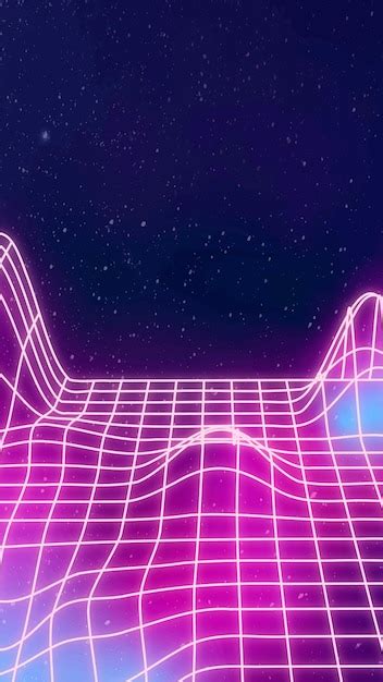 디자인 공간 네온 Synthwave 배경 무료 벡터