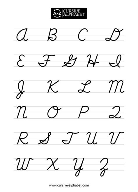 Cursive Alphabet Letters A To Z Worksheets Library