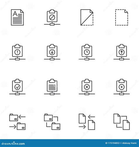Document Files Line Icons Set Stock Vector Illustration Of Multimedia Outline 173194853
