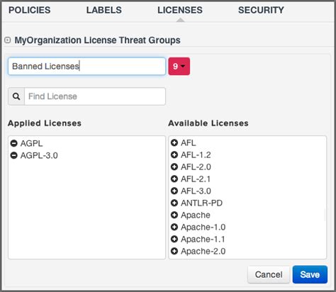 Sonatype CLM Server Policy Management Guide 7 5 Creating A License Threat Group Sonatype Com