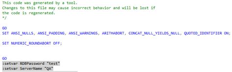 Visual Studio How Do You Reference Defined Variables In A Sql Server