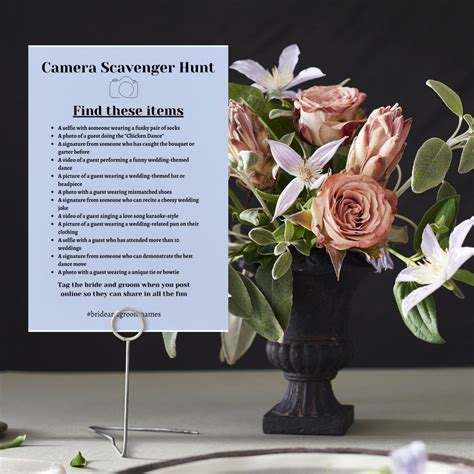 Wedding Camera Scavenger Hunt Sign Minimalist Photo Game Digital