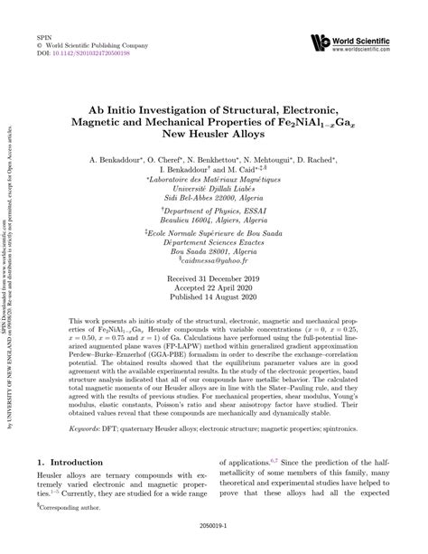 Pdf Ab Initio Investigation Of Structural Electronic Magnetic And