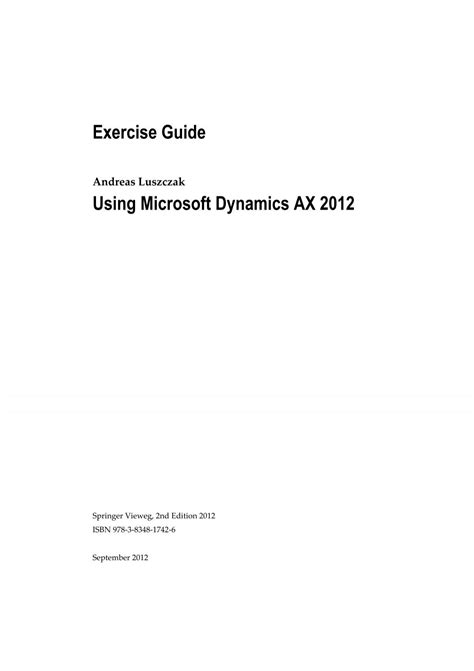 Exercise Guide Using Microsoft Dynamics Ax 2012