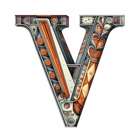 Premium Ai Image A Letter V With A White Background And A Black And Orange Pattern