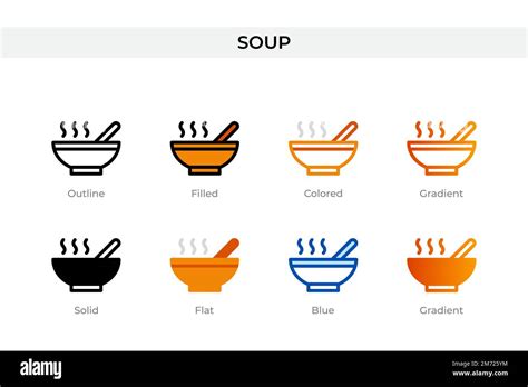 Soup Icon In Different Style Soup Vector Icons Designed In Outline Solid Colored Filled