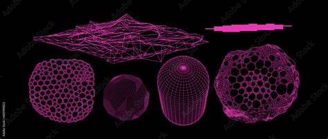 Geometry Wireframe Shapes And Grids Abstract Cyberpunk 3d Elements Backgrounds Patterns In