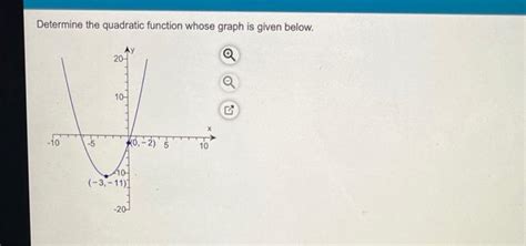 Solved Determine The Quadratic Function Whose Graph Is Given