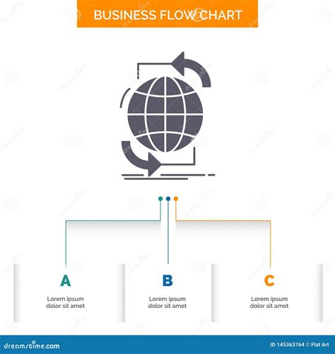 Connectivity Global Internet Network Web Business Flow Chart Design With 3 Steps Glyph Icon