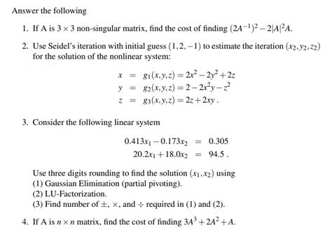 Solved Nswer The Following If A Is Non Singular Chegg