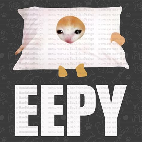 Eepy Cat Meme Sleepy Cat With Pillow Png Design Kitten Saying