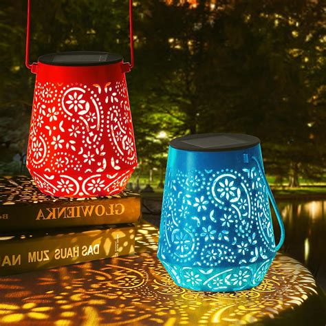 2 Pack Ebotuzach Solar Lanterns With Handle Waterproof Outdoor Garden