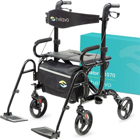 Helavo 2 In 1 Walker Wheelchair Combo Foldable Aluminum
