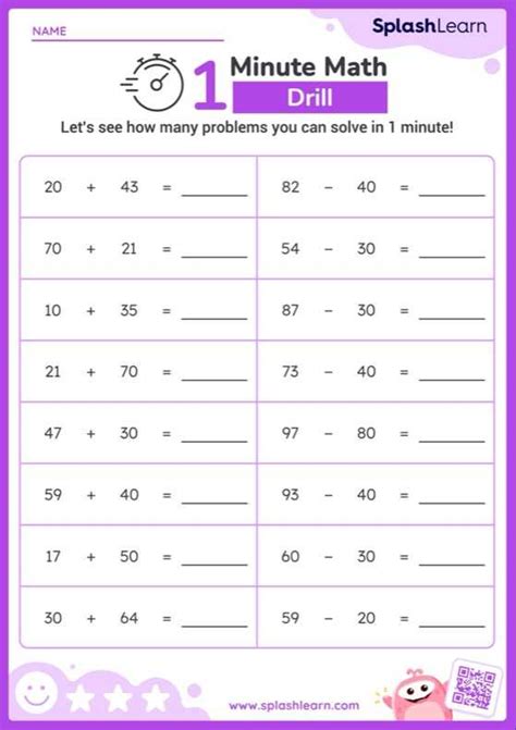 add and subtract 2 digit numbers and multiples of 10 horizontal timed