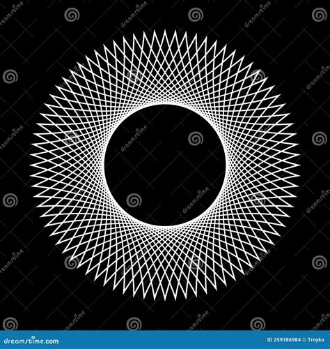 Abstract Circle Radial Pattern Black And White Round Design Element