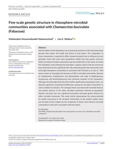 Pdf Fine‐scale Genetic Structure In Rhizosphere Microbial Communities Associated With