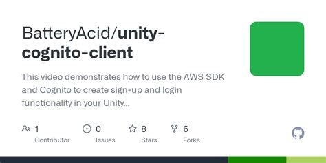 github batteryacid unity cognito client this video demonstrates how to use the aws sdk and