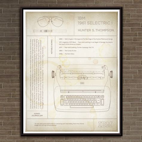 IBM Selectric I Hunter S Thompson Typewriter Parchment Print Etsy
