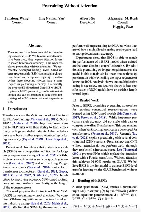 不使用注意力的预训练 智源社区