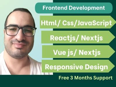 FrontEnt Development Html Css ReactJS NextJS Vue JS NUXT JS Upwork