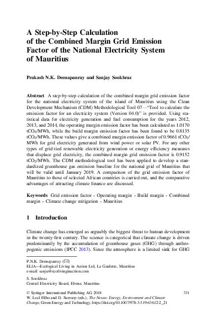 Pdf A Step By Step Calculation Of The Combined Margin Grid Emission Factor Of The National