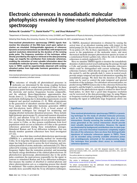 Pdf Electronic Coherences In Nonadiabatic Molecular Photophysics