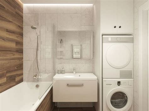Дизайн ванной комнаты со стиральной машиной и сушильной машиной в колонну фото