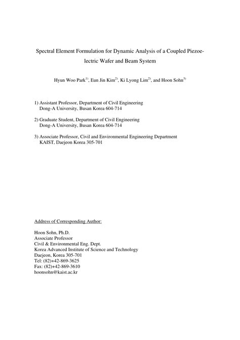 pdf spectral element formulation for dynamic analysis of a coupled