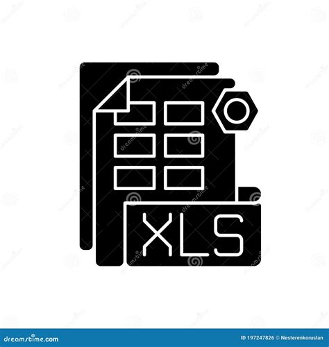 xls file black glyph icon stock vector illustration of document