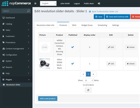 revolution e commerce product slider nopcommerce