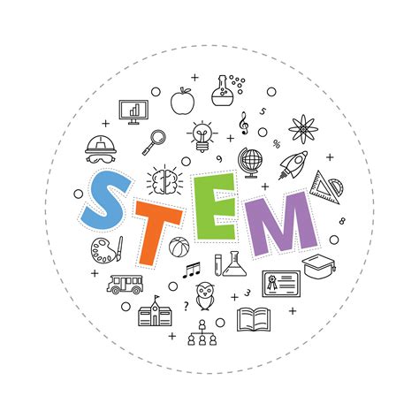 Stem Education Concept Science Technology Engineering And Maths Icon Style Vector Design