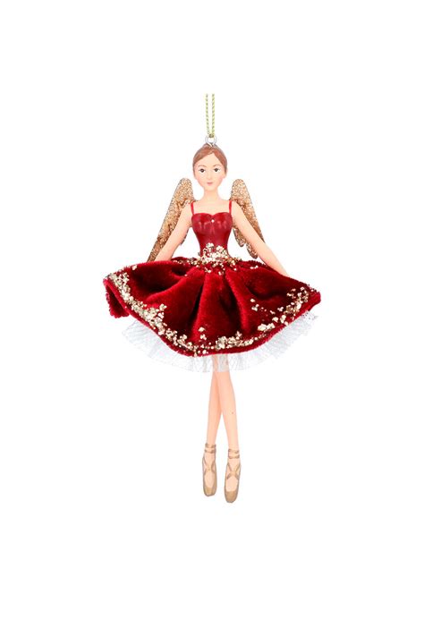 ᐅ Елочная игрушка Фея в красном бархатном платье 13 см Gisela Graham