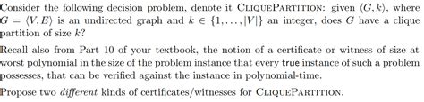 Solved Given Is The Notion Of A Clique Partition Of An